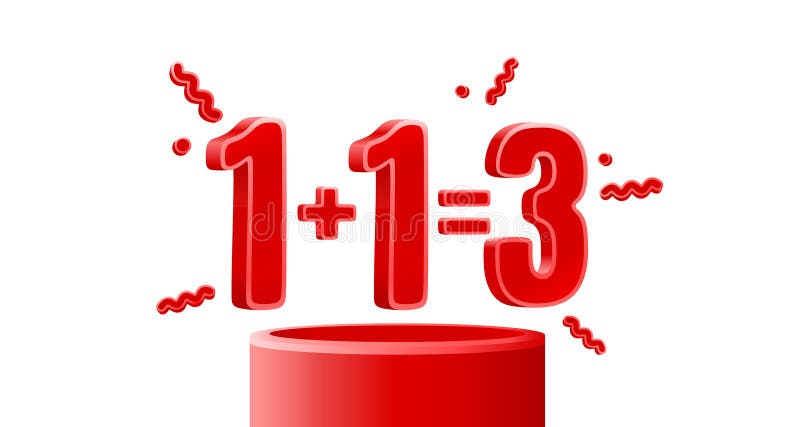 Special Offer One Plus One Equals Three, Sale Off Poster. Vector ...