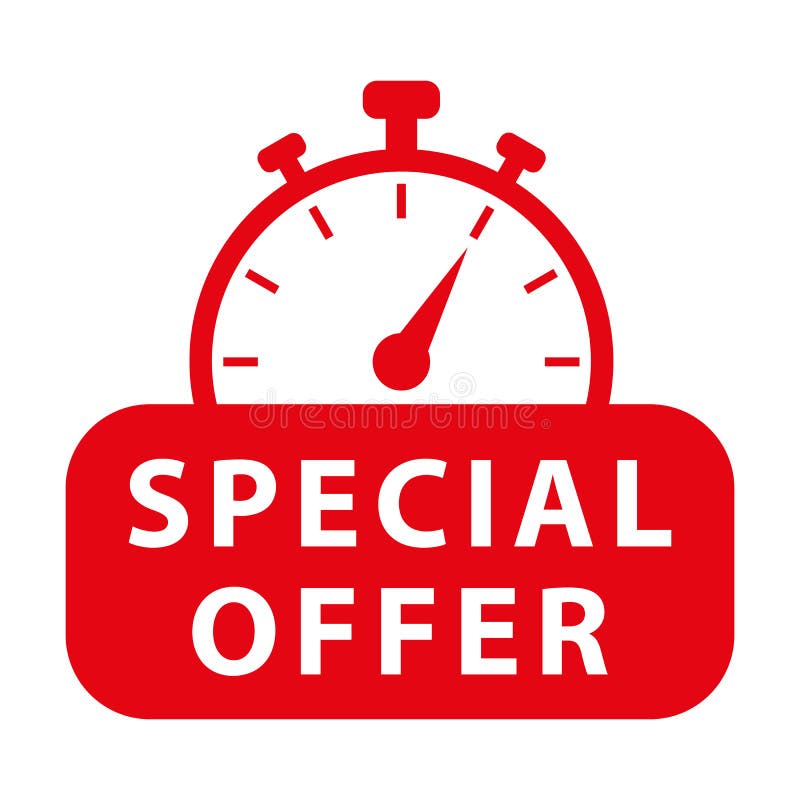 Special Offer. Red Vector Icon with Chronometer Stock Vector ...