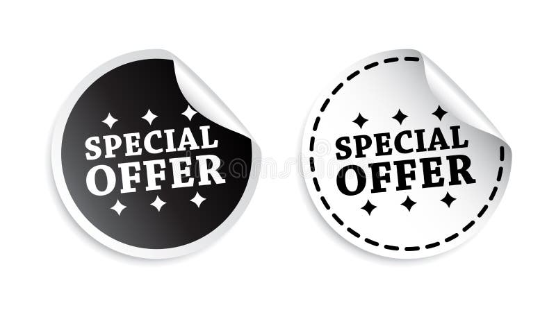 Special Offer Sticker. Black and White Vector Illustration. Stock ...