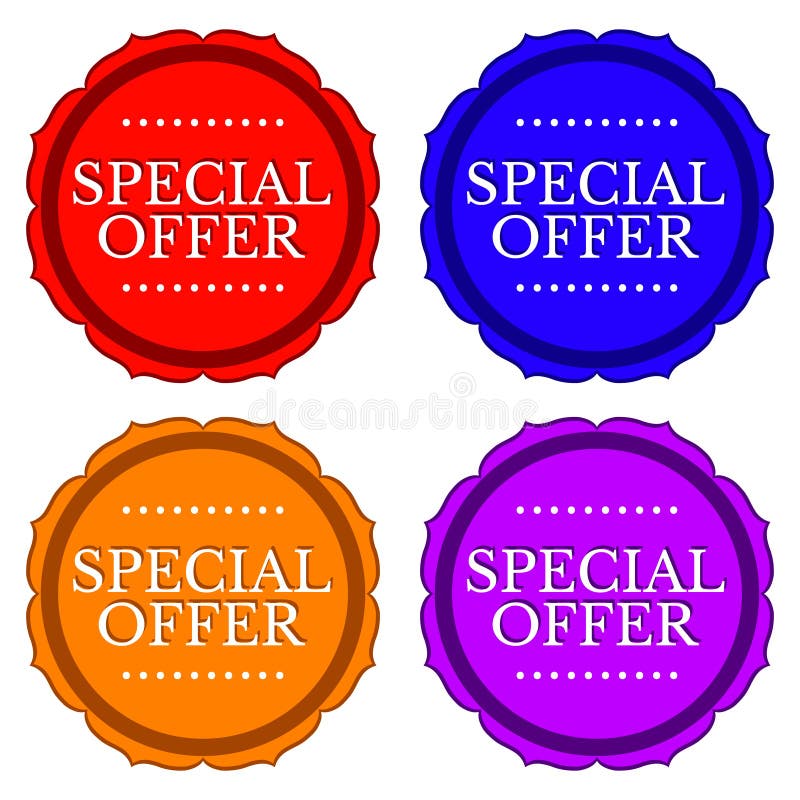 Special Offer Stickers in 4 Colors Isolated Stock Vector - Illustration ...