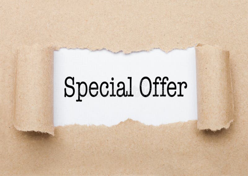 Special Offer Text Appearing Behind Brown Paper Stock Photo - Image of ...