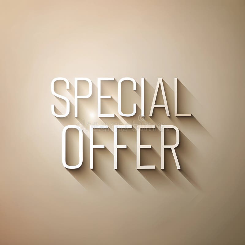 Special Offer in Thin Flat White Letters with a Subtle Shadow Stock ...