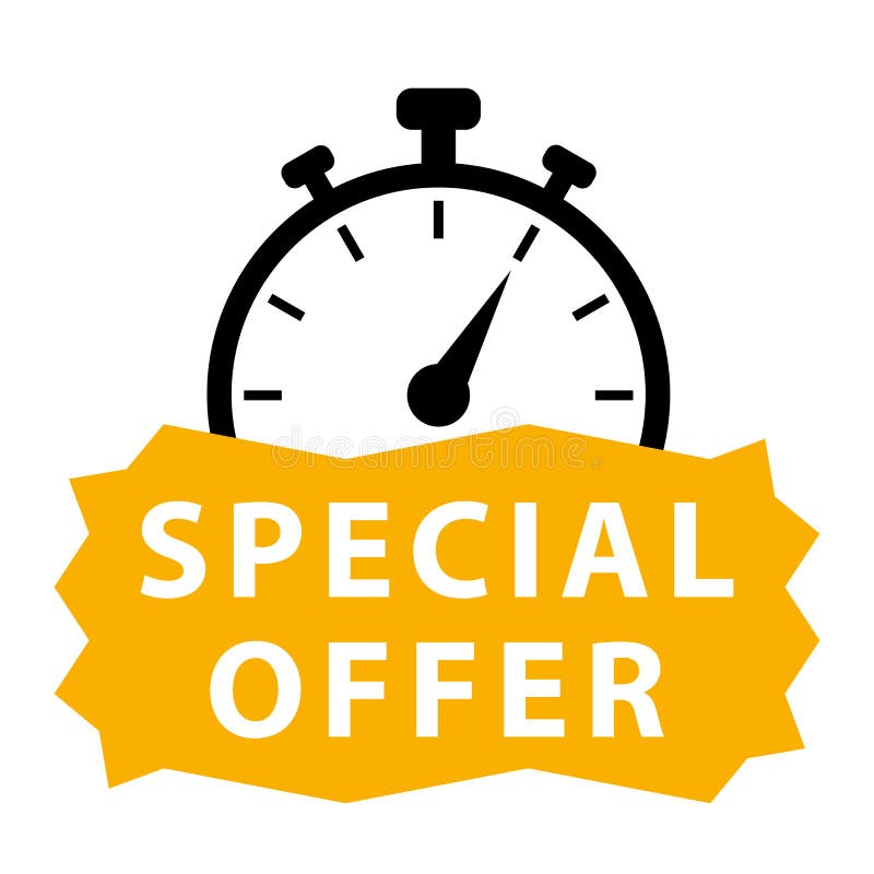 Special Offer. Yellow and Black Vector Icon with Chronometer Stock ...