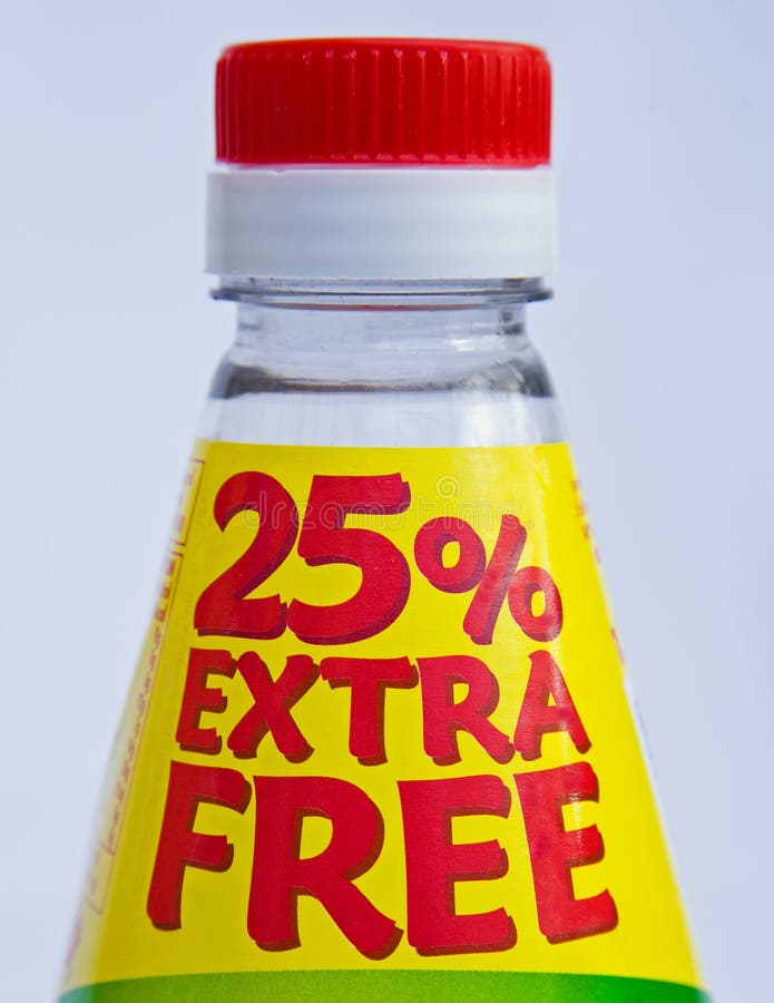Special Offers: 25 Extra for Free. Stock Image - Image of bottle ...