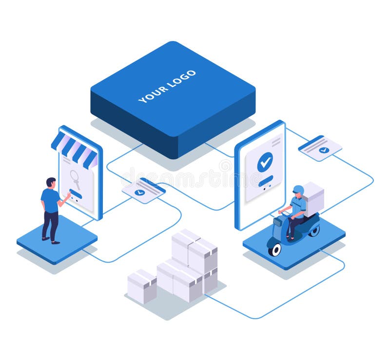 Special Order Delivery Platform in Isometric and Flat Stock Vector ...