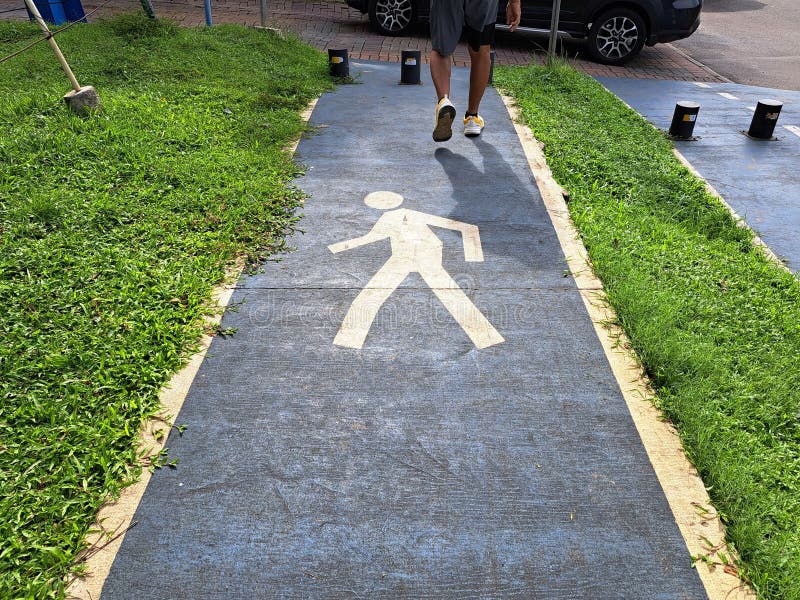 A Special Pedestrian Path on the Side of a City Road Stock Image ...