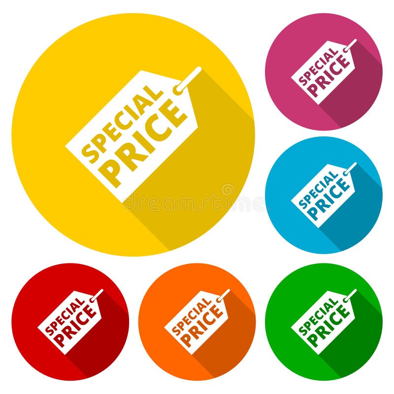 Special Price Icons Set with Long Shadow Stock Vector - Illustration of ...