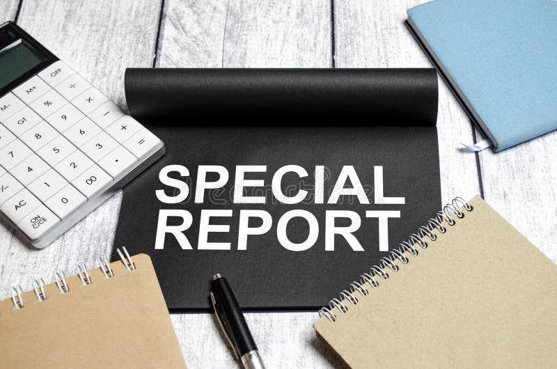 SPECIAL REPORT Ext on a Notepad with Pen and Calculator Stock Photo ...