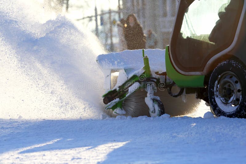 Special Snow Machine Clears Snow on the City Street Stock Image - Image ...