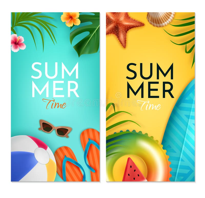 Special Summer Sale Realistic Vertical Banner Set Stock Vector - Illustration of beach, outdoor ...