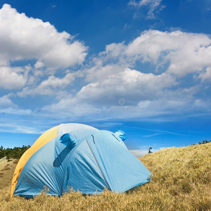 Special Tent Set on the Grassland of High Mountain. Stock Image - Image ...