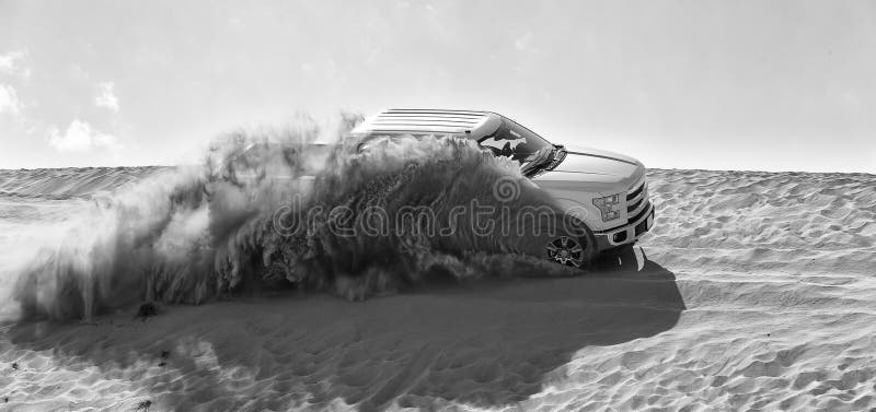 Special Utility Vehicle Driving Off-road on Sand Dune Artistic C Stock ...