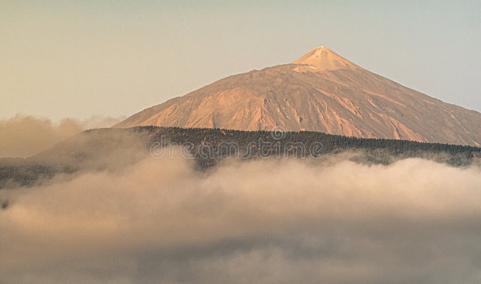 Special View of the Volcano with Low-hanging Clouds Stock Photo - Image ...