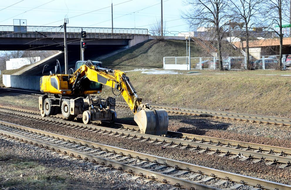 Wheel Excavator for Work on the Rails of the Railway Stock Photo ...