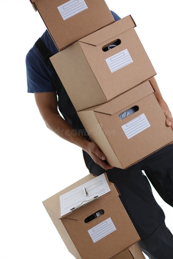 Specialist Courier Delivery Service Carries Boxes with Parcels Stock ...