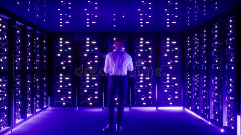 Server Farm with AI Supercomputers Stock Footage - Video of computing ...