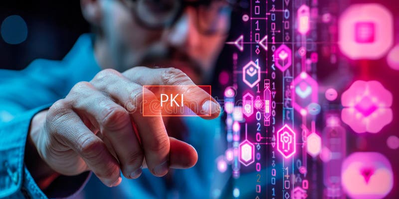 It Specialist Demonstrating Public Key Infrastructure PKI Concept with ...