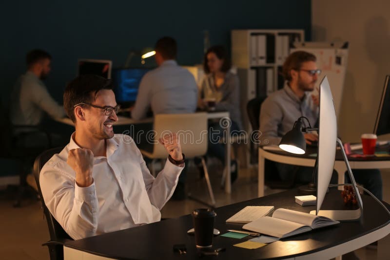 It Specialist Finishing His Job in Time Stock Image - Image of goal ...