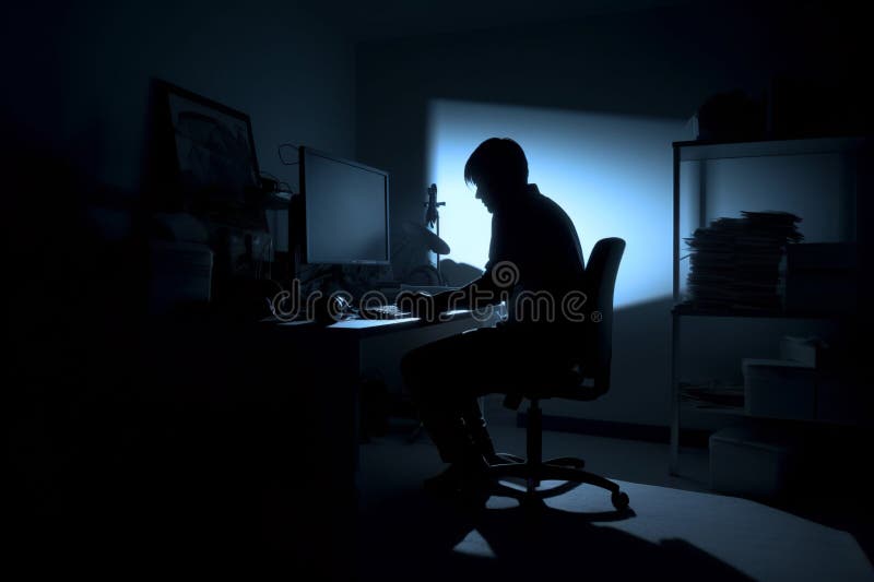 It Specialist Front of His Computer Running Work. Generative AI Stock ...