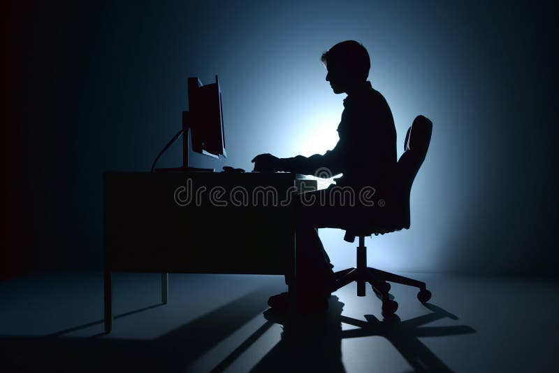 It Specialist Front of His Computer Running Work. Generative AI Stock ...