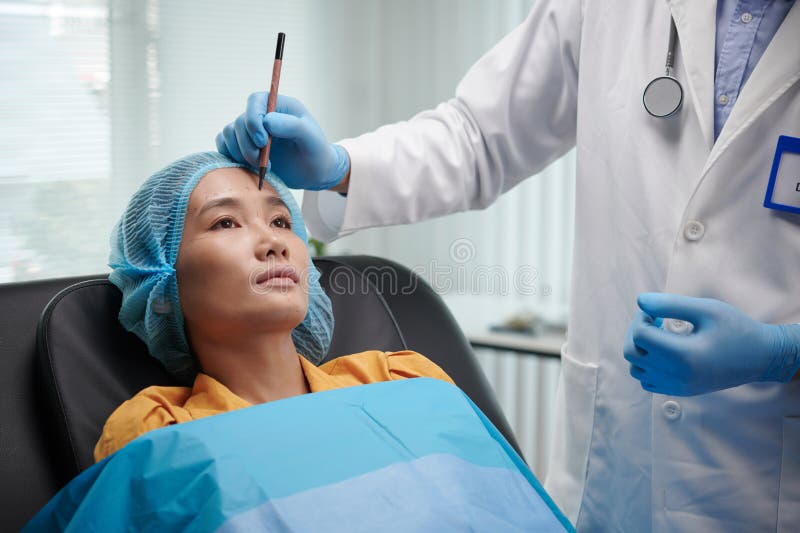 Specialist Marking Face of Patient Stock Photo - Image of appearance ...