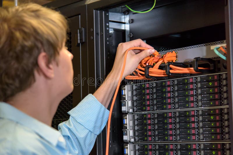 It Specialist Patching Network Wire Stock Image - Image of hardware ...