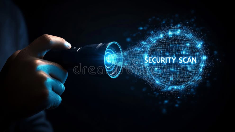 It Specialist Performing a Security Scan on Computer System, Glowing ...