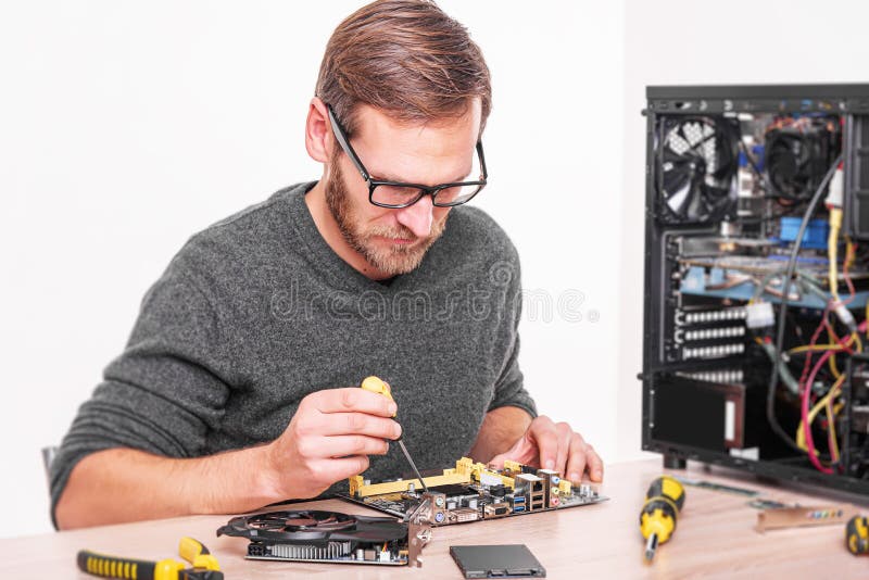Repair, Assembly and Restoration of Personal Computers Stock Photo ...