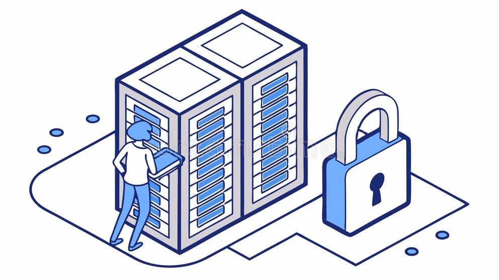 It Specialist Securing an Isometric Server Database. Vector Design Generative AI Stock Vector ...