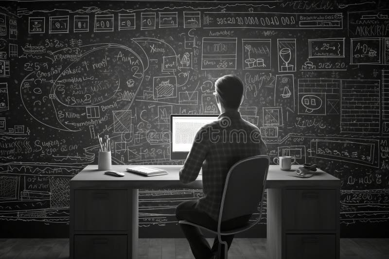 It Specialist Front of His Computer Running Work Creative Idea ...