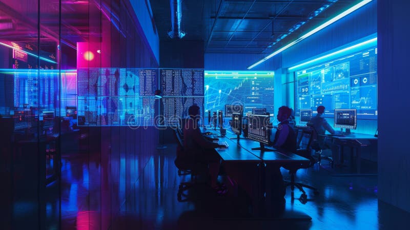 Specialist Team Conducting Modern Cyber Attack Simulation in Bright ... Specialist Team Conducting Modern Cyber Attack Simulation in Bright ...