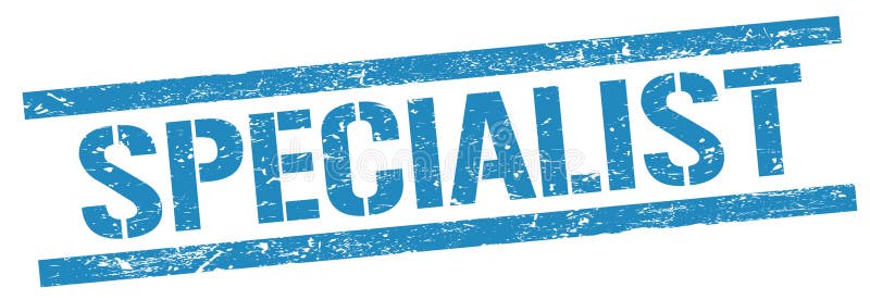 SPECIALIST Text on Blue Grungy Rectangle Stamp Stock Illustration ...