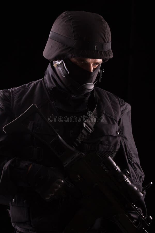 Specialist in Uniform with Machine Gun Stock Image - Image of machine ...