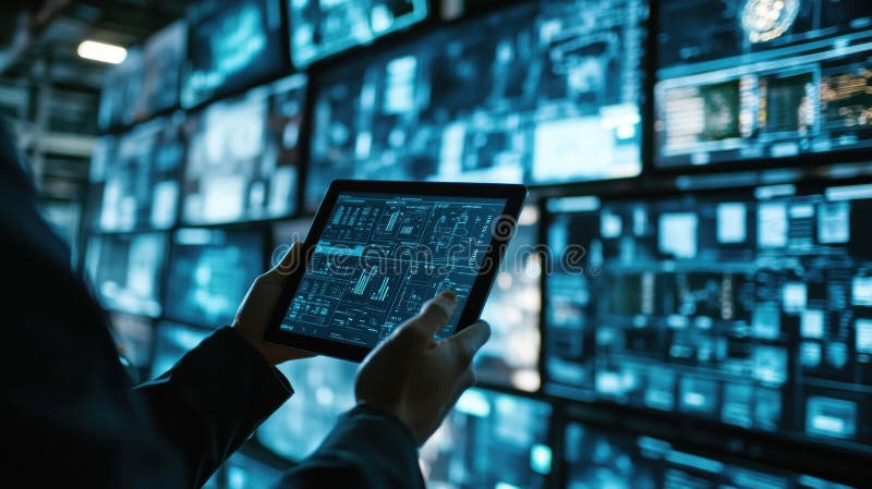 It Specialist Using Tablet and Working with Big Data and Computer ...