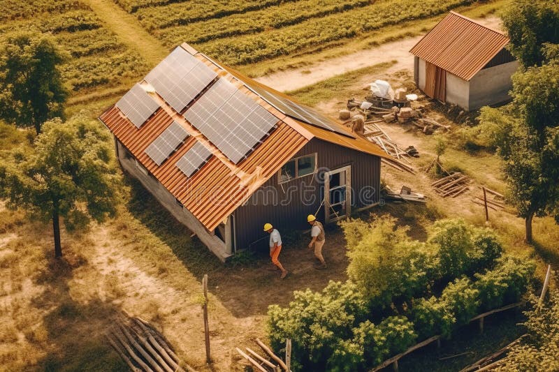 Specialist Workers Install Solar Panels, Modern Technologies in a ...