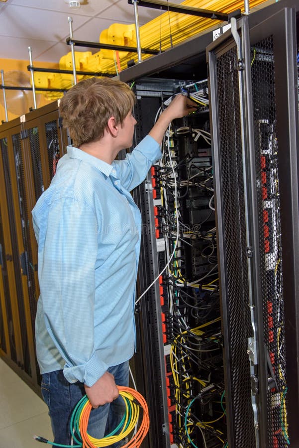 It Specialist Working in Datacenter Stock Image - Image of server ...