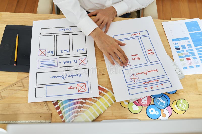 UI Designer Working on Project for Website Stock Image - Image of ...