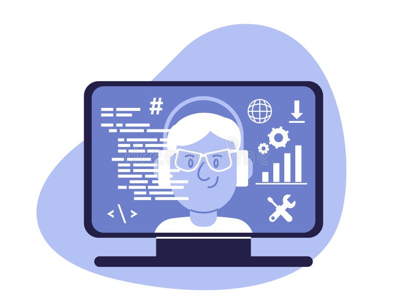 A Specialist is Working on the Program Code. Stock Vector ...