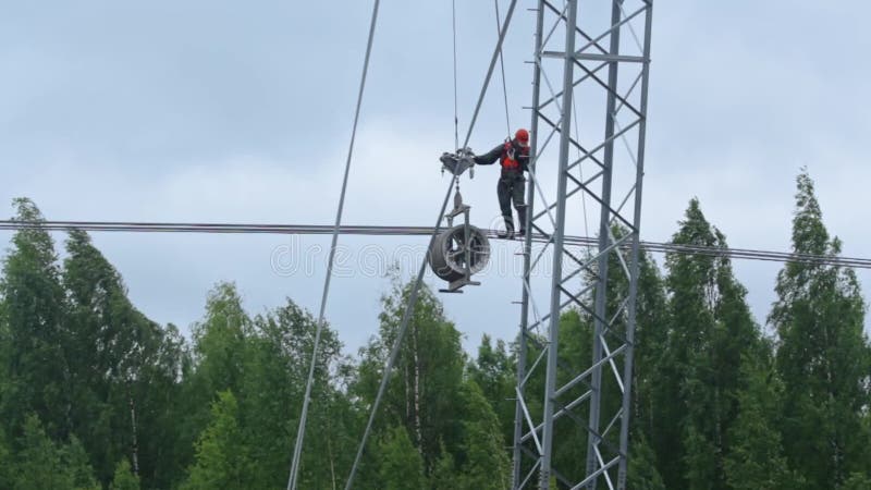 Elevated Electrical Safety. Separator Installation in Progress Stock ...