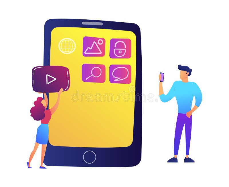 It Specialists Creating Mobile Applications on Smartphone Screen Vector ...