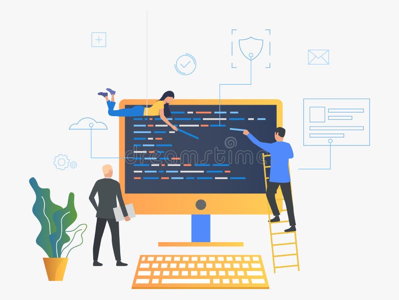 It Specialists Upgrading Operating System Vector Illustration Stock ...