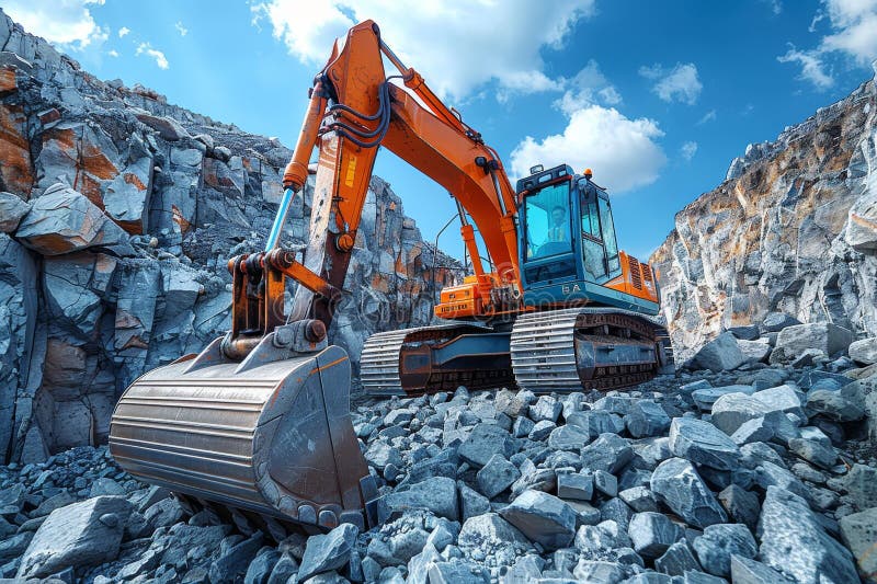 Specialized Crawler Excavator at Stone Quarry for Mineral Extraction ...