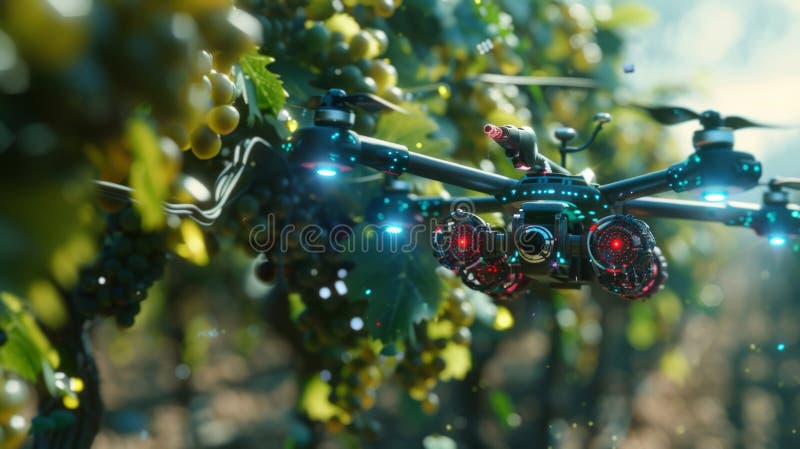 A Specialized Drone Outfitted with Lidar Technology Scanning a Vineyard ...