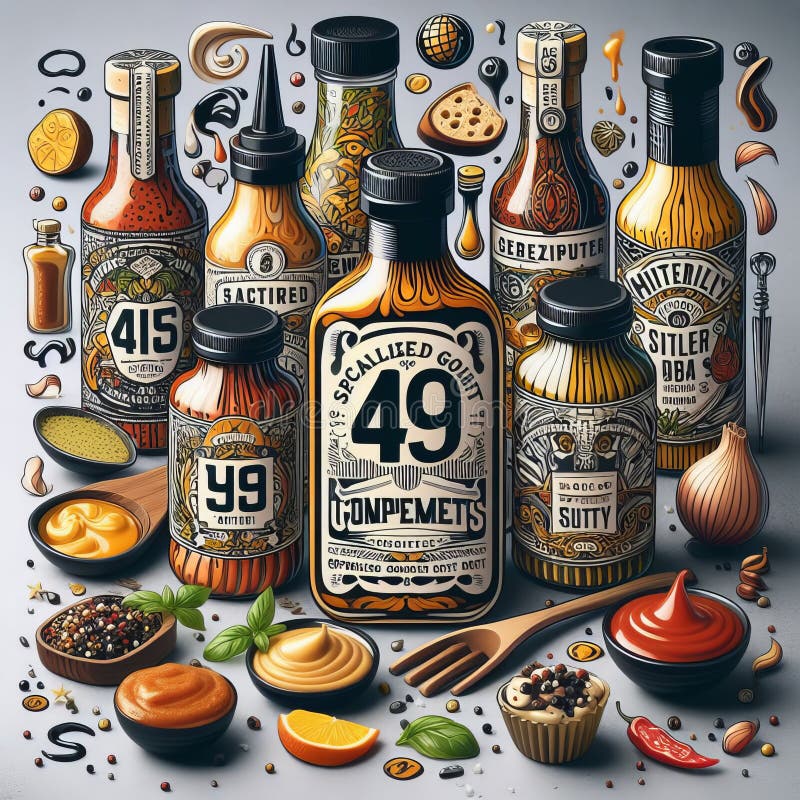 Specialized Gourmet Condiments, Phot Stock Photo - Image of aigenerated ...