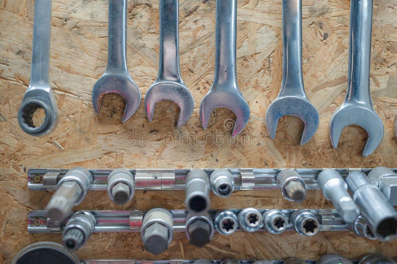 Specialized Service Tools in Auto Workshop Close-up Stock Photo - Image ...