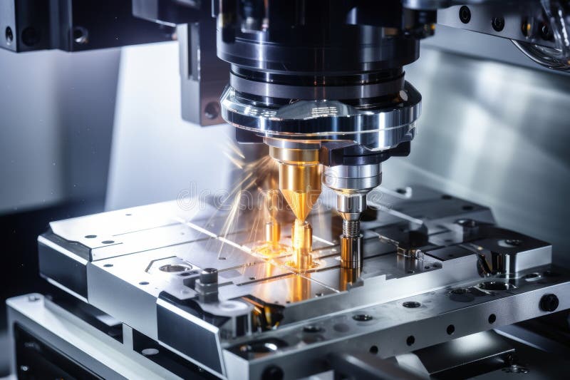 Specialized Tools in Cnc Holder Shining Under Machine Light, Boosting ...