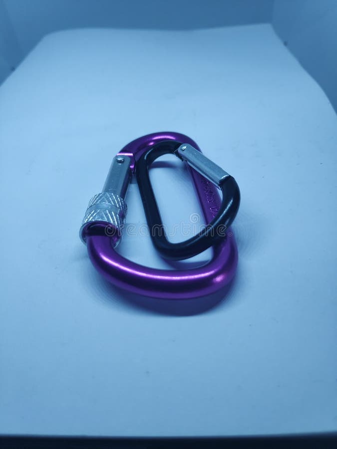 The Purple Stainless Steel Carabiner Stock Image - Image of campfire ...