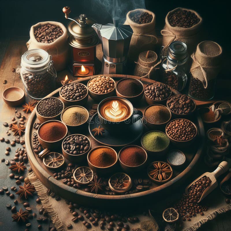 Specialty Coffee Beans and Blends, Phot Stock Illustration ...