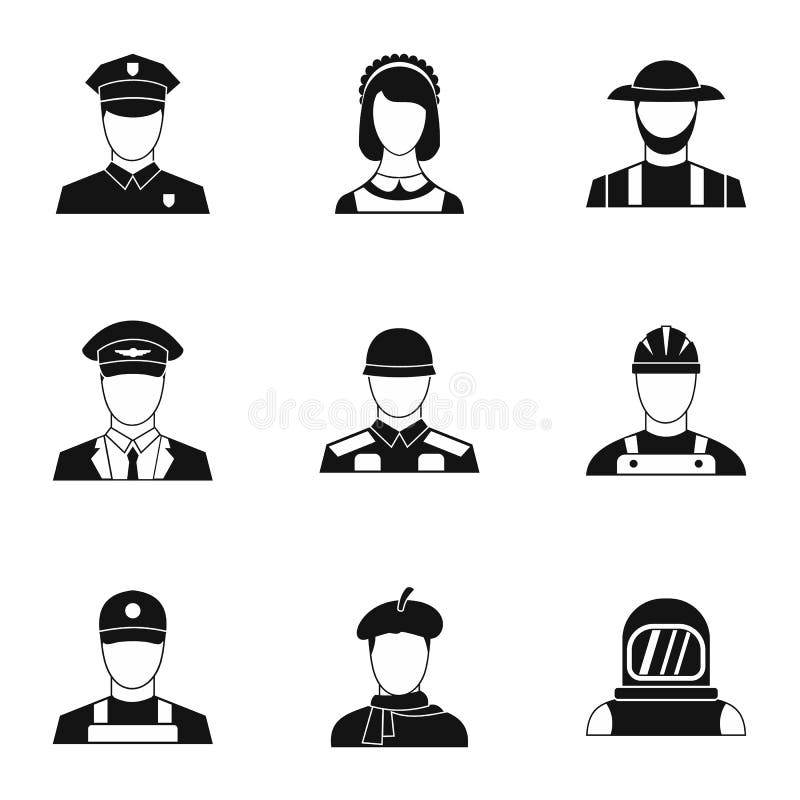 Specialty Icons Set, Simple Style Stock Vector - Illustration of farmer ...