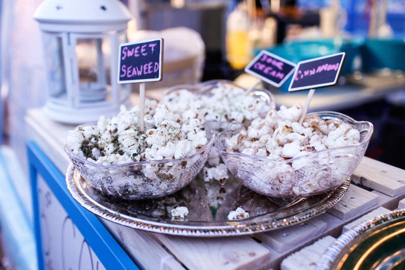 Specialty Popcorn at Night Market Stock Photo - Image of celebration ...